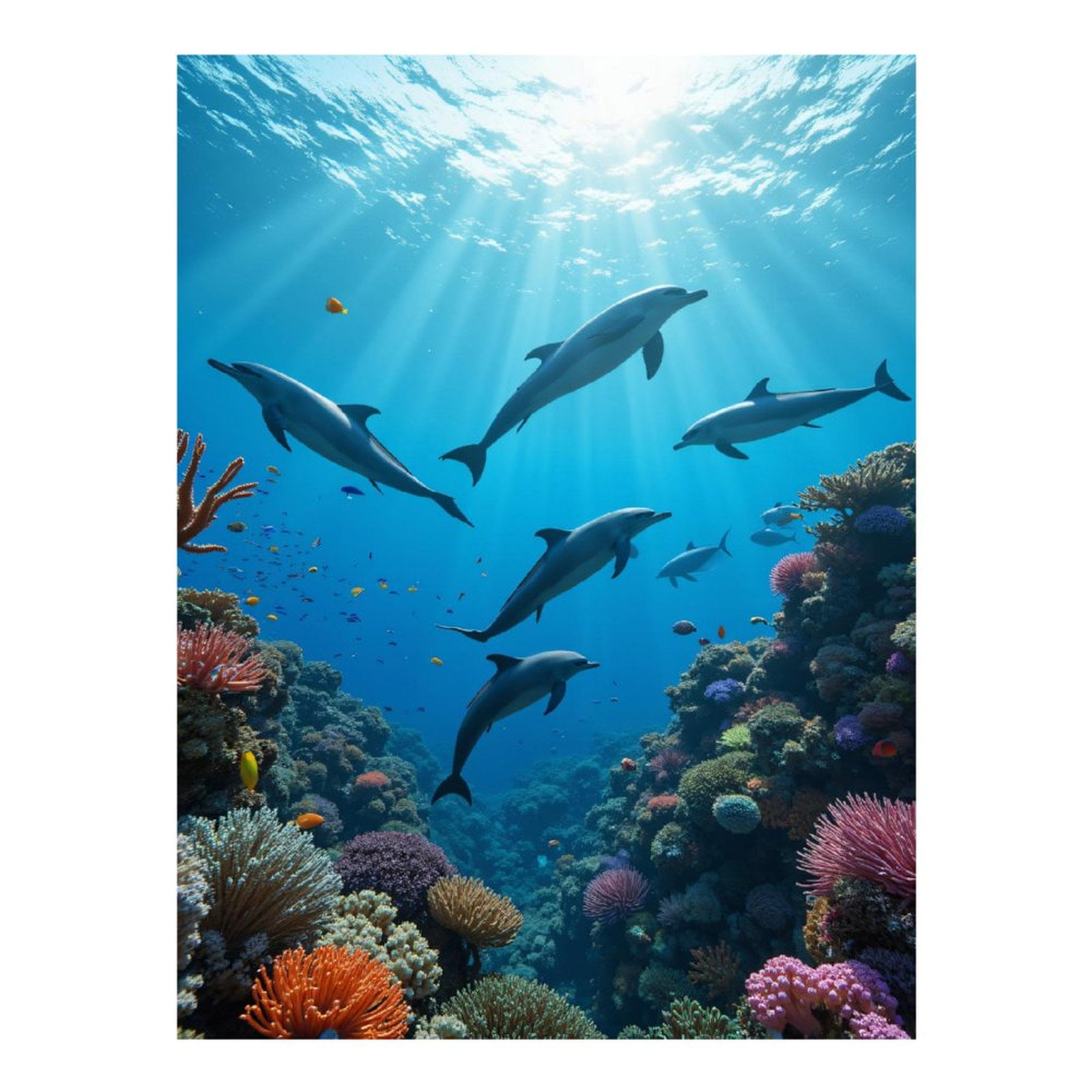 Diamond Art Kit for Adults, Dolphins Coral Reef Underwater Scene ...