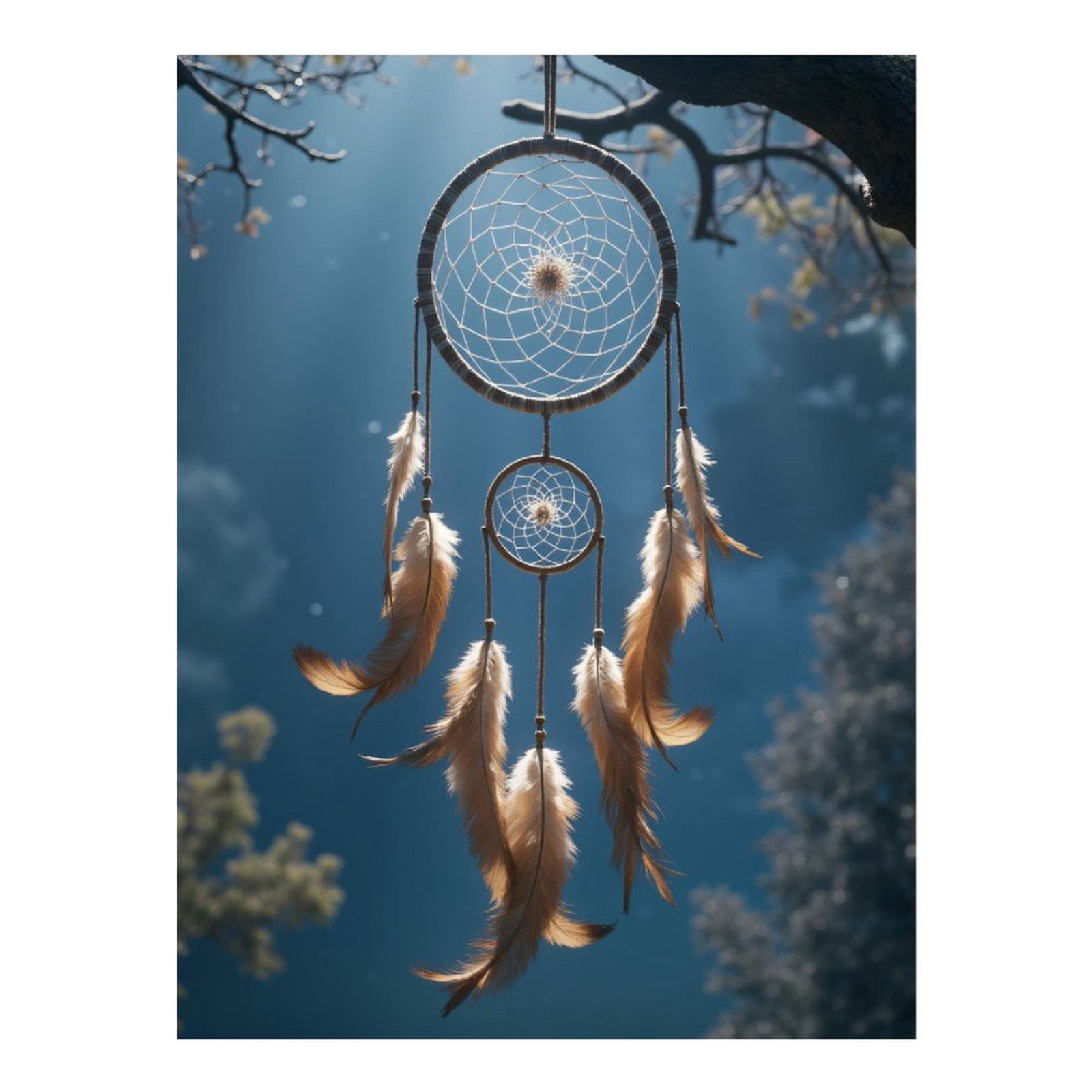 Diamond Art Kit for Adults, Dreamcatcher Feathers Sunlight Blue Diamond ...