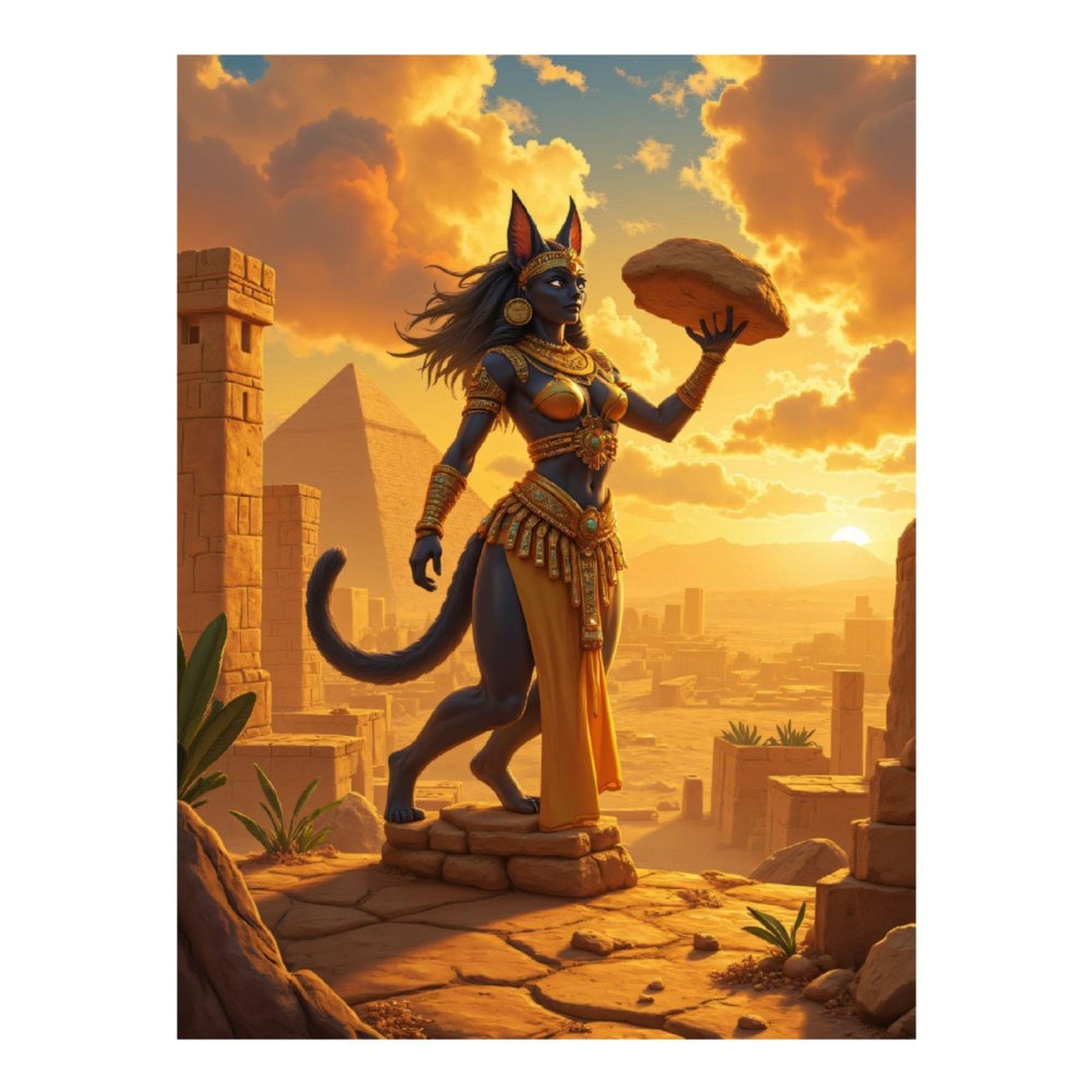 Diamond Art Kit for Adults, Egyptian Mythology Cat Goddess Diamond ...