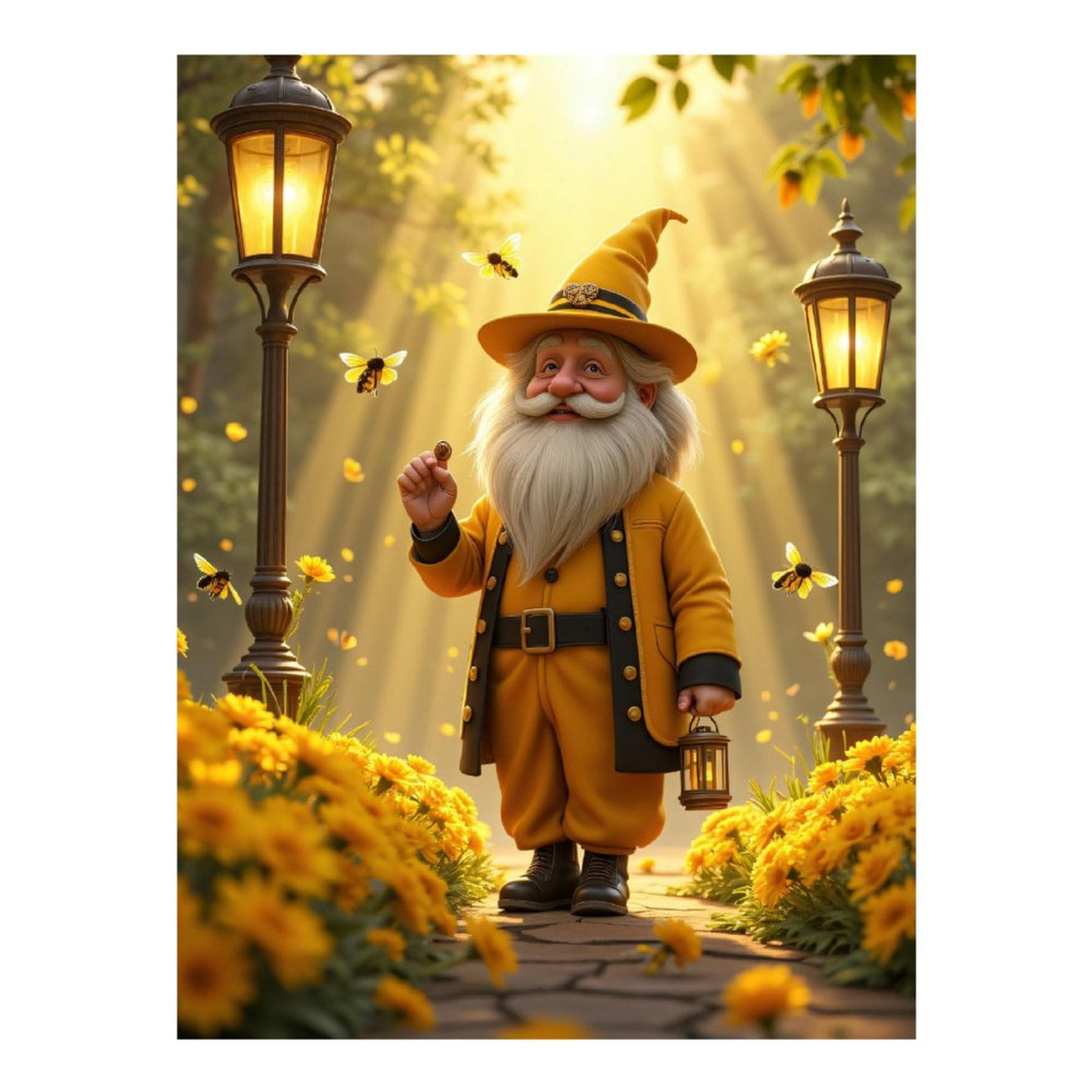 Diamond Art Kit for Adults, Elderly Wizard In Sunlit Garden Diamond ...