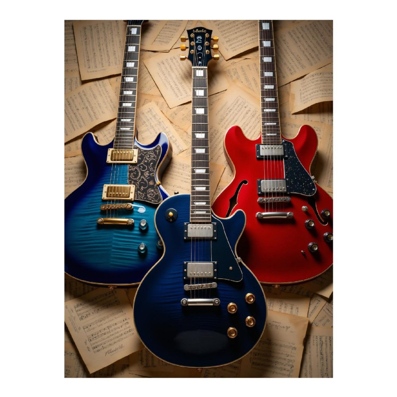 Diamond Art Kit for Adults, Electric Guitars Music Notes Composition ...