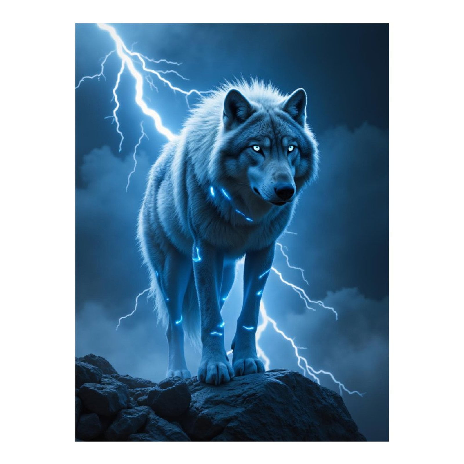Diamond Art Kit for Adults, Electric Spirit Wolf Lightning Storm ...