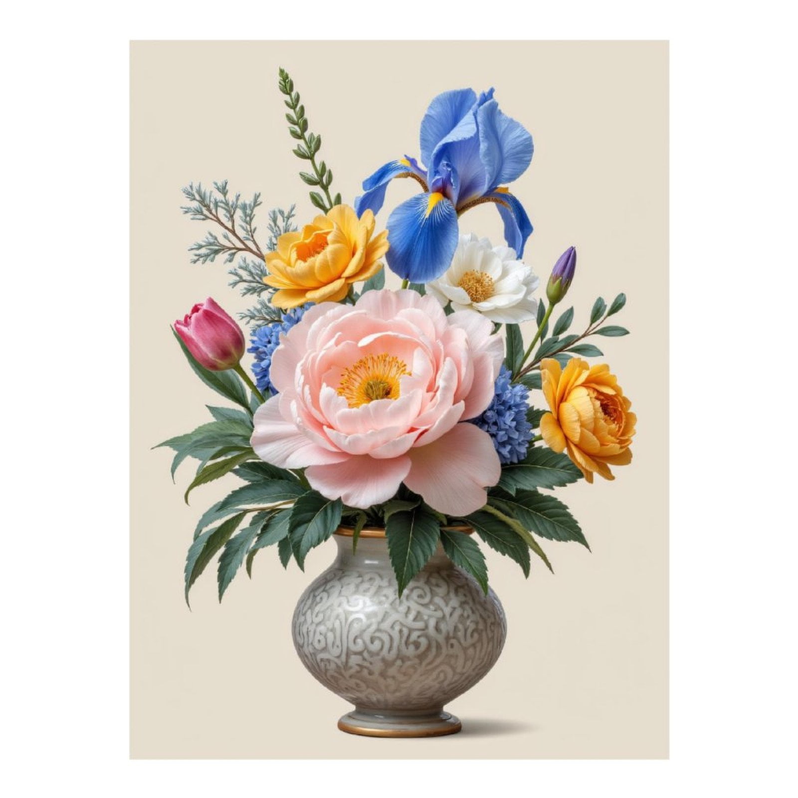 Diamond Art Kit for Adults, Elegant Floral Vase Arrangement Diamond ...