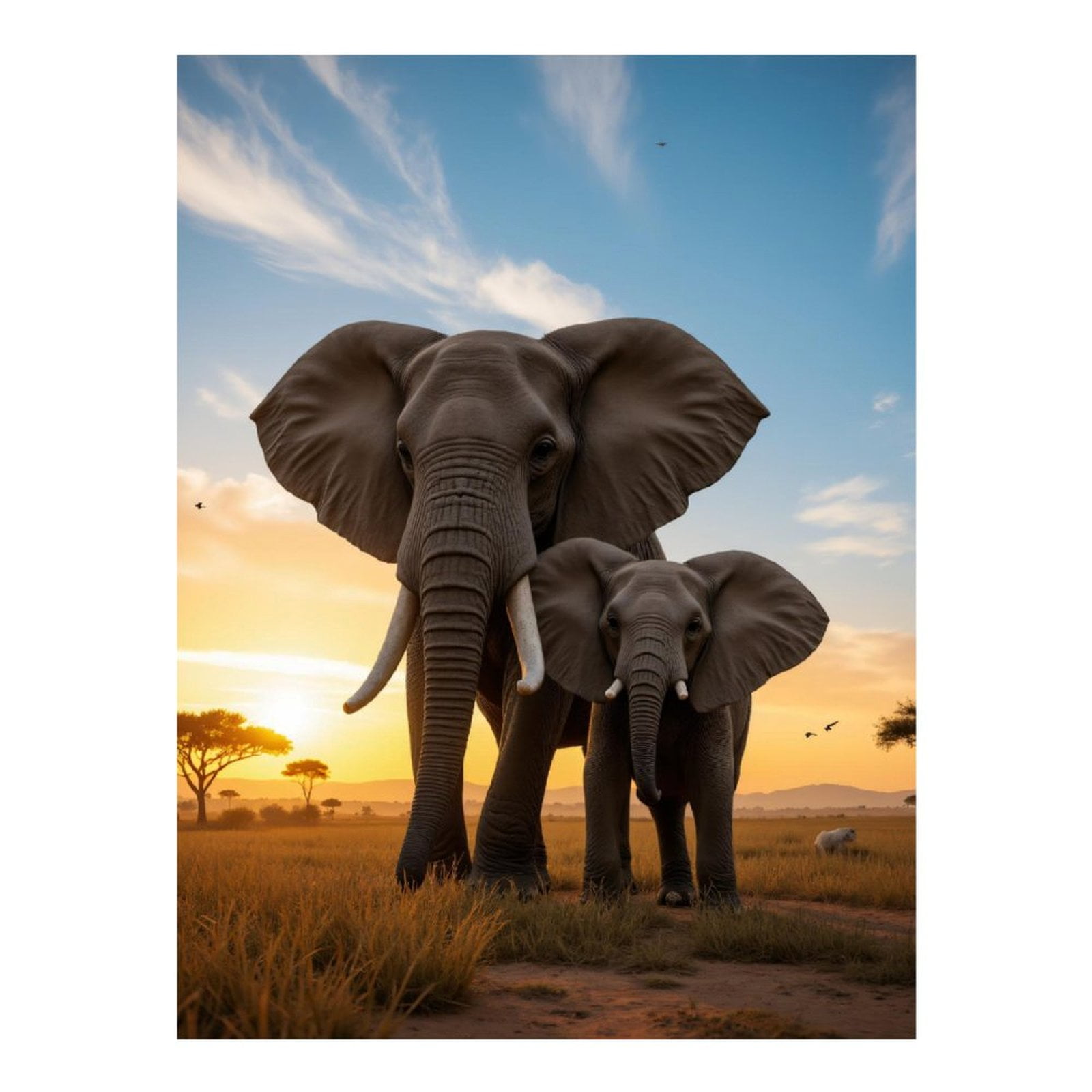 Diamond Art Kit for Adults, Elephants At Sunset Serengeti Scene Diamond Painting for Adults ...