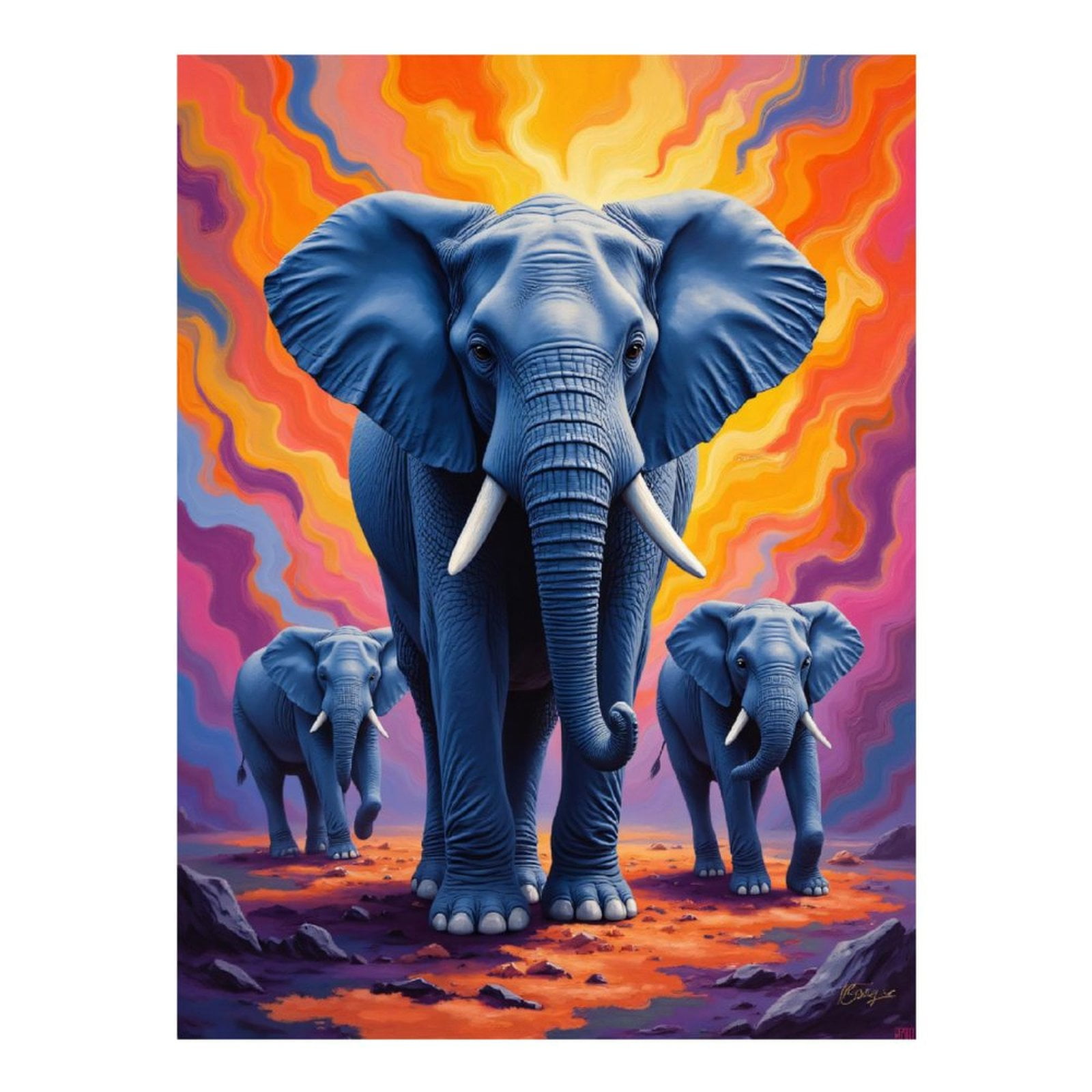 Diamond Art Kit for Adults, Elephants Vibrant Sunset Artistry Diamond Painting for Adults ...