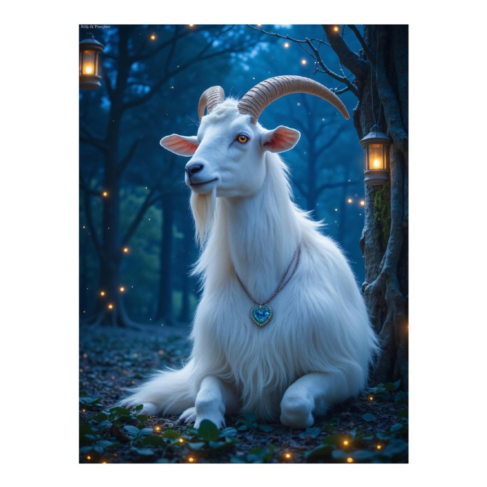 Diamond Art Kit for Adults, Enchanted Goat Mystical Forest Night ...