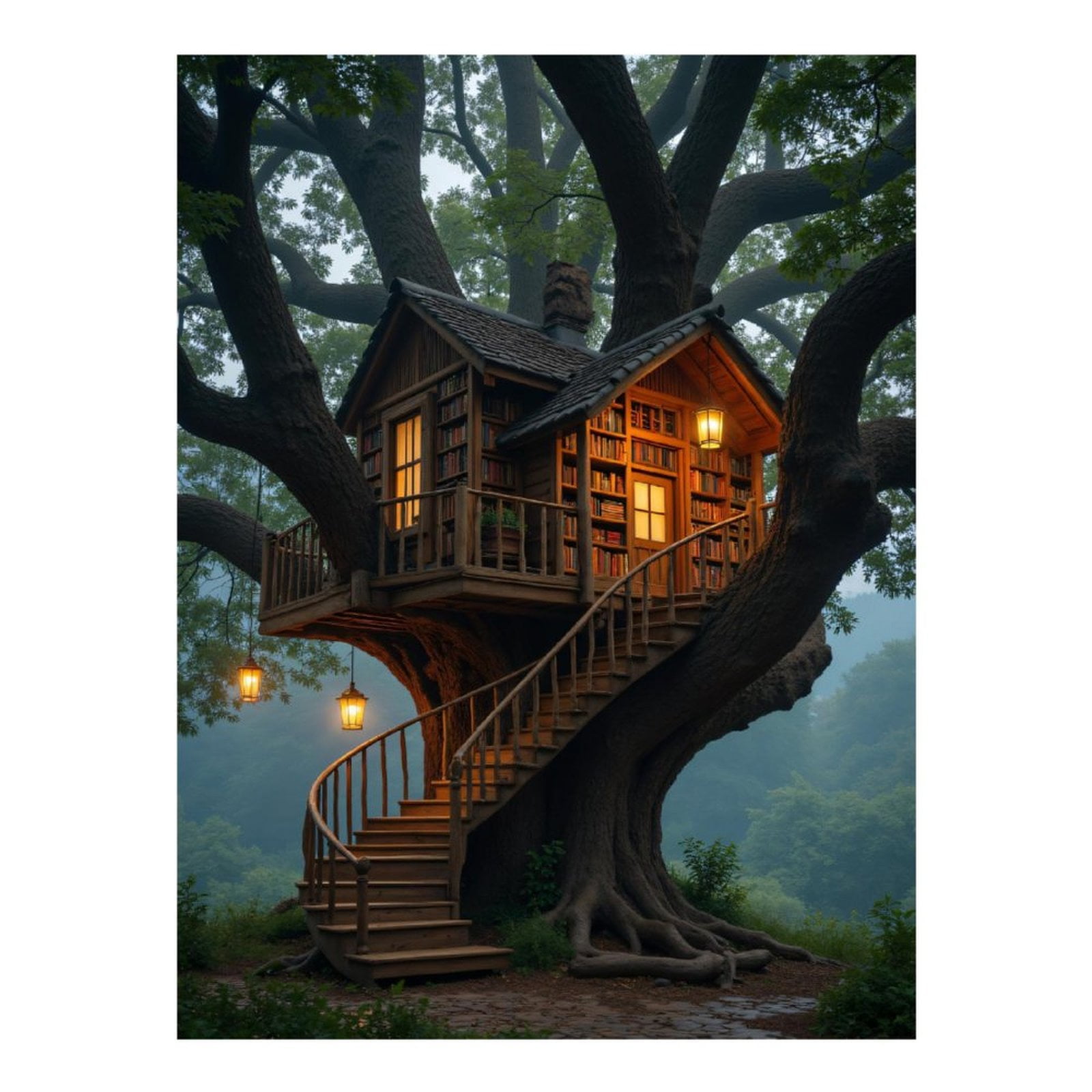 Diamond Art Kit for Adults, Enchanted Treehouse Library Adventure ...