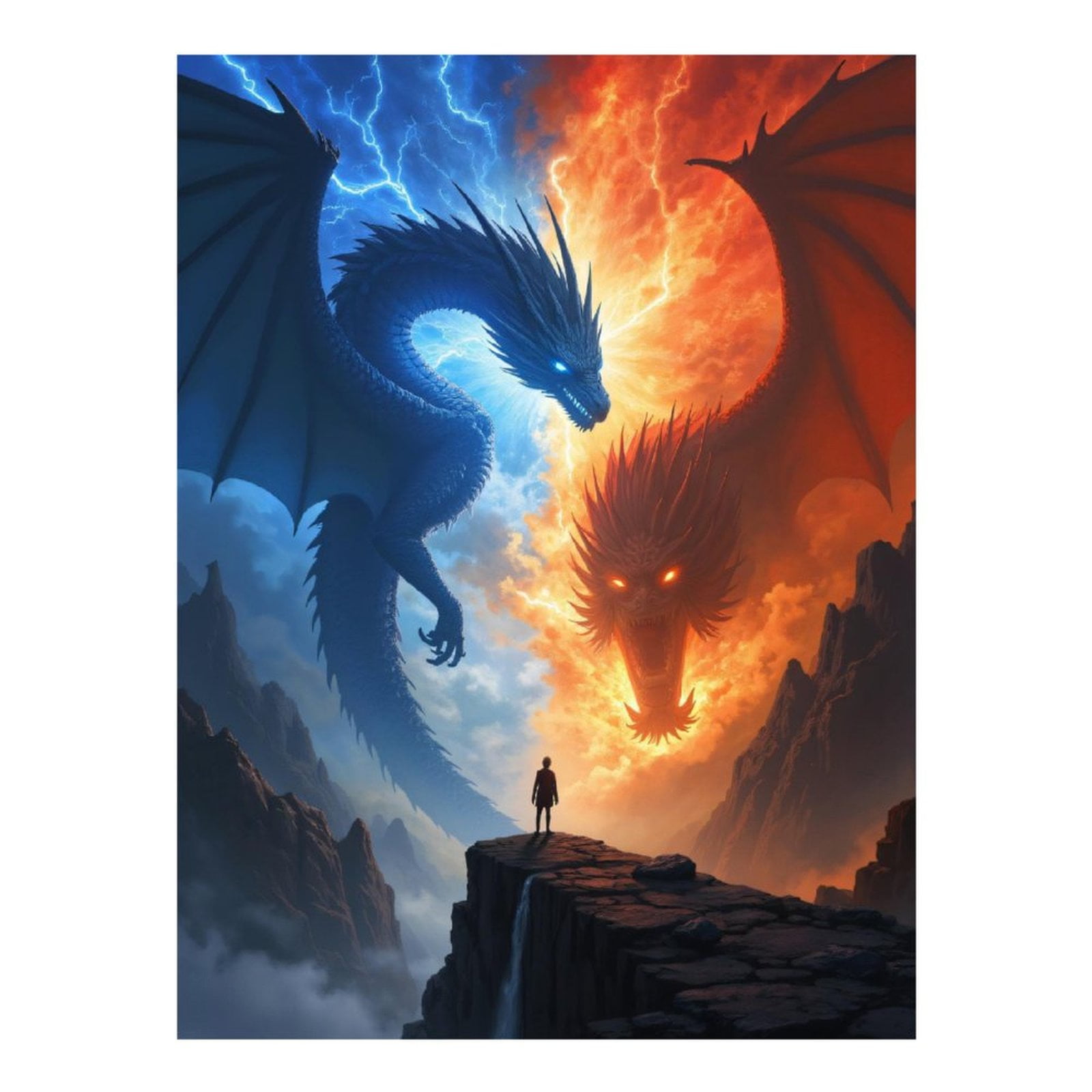 Diamond Art Kit for Adults, Epic Dragon Duality Showdown Diamond ...