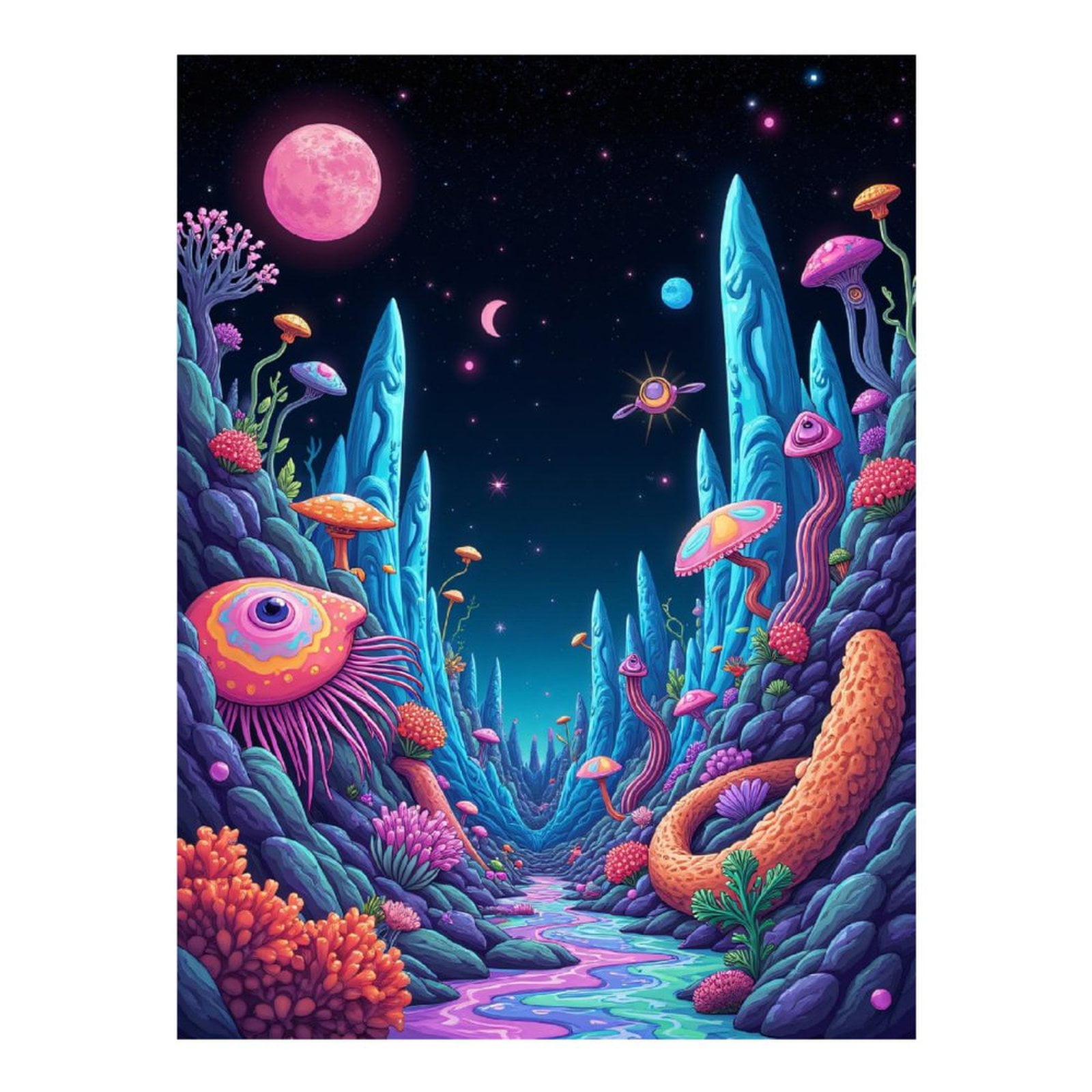 Diamond Art Kit for Adults, Fantastical Moonlit Alien Landscape Diamond ...