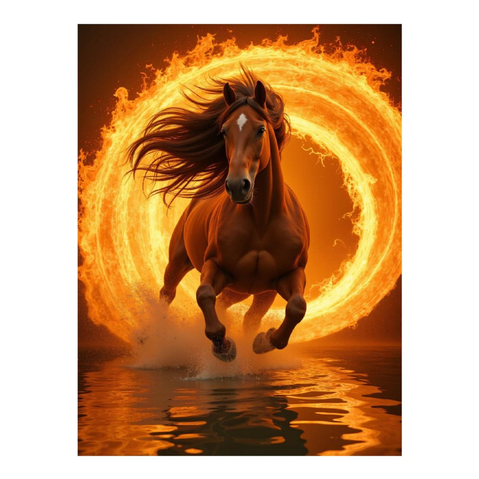 Diamond Art Kit for Adults, Fiery Horse Water Reflection Motion Diamond ...