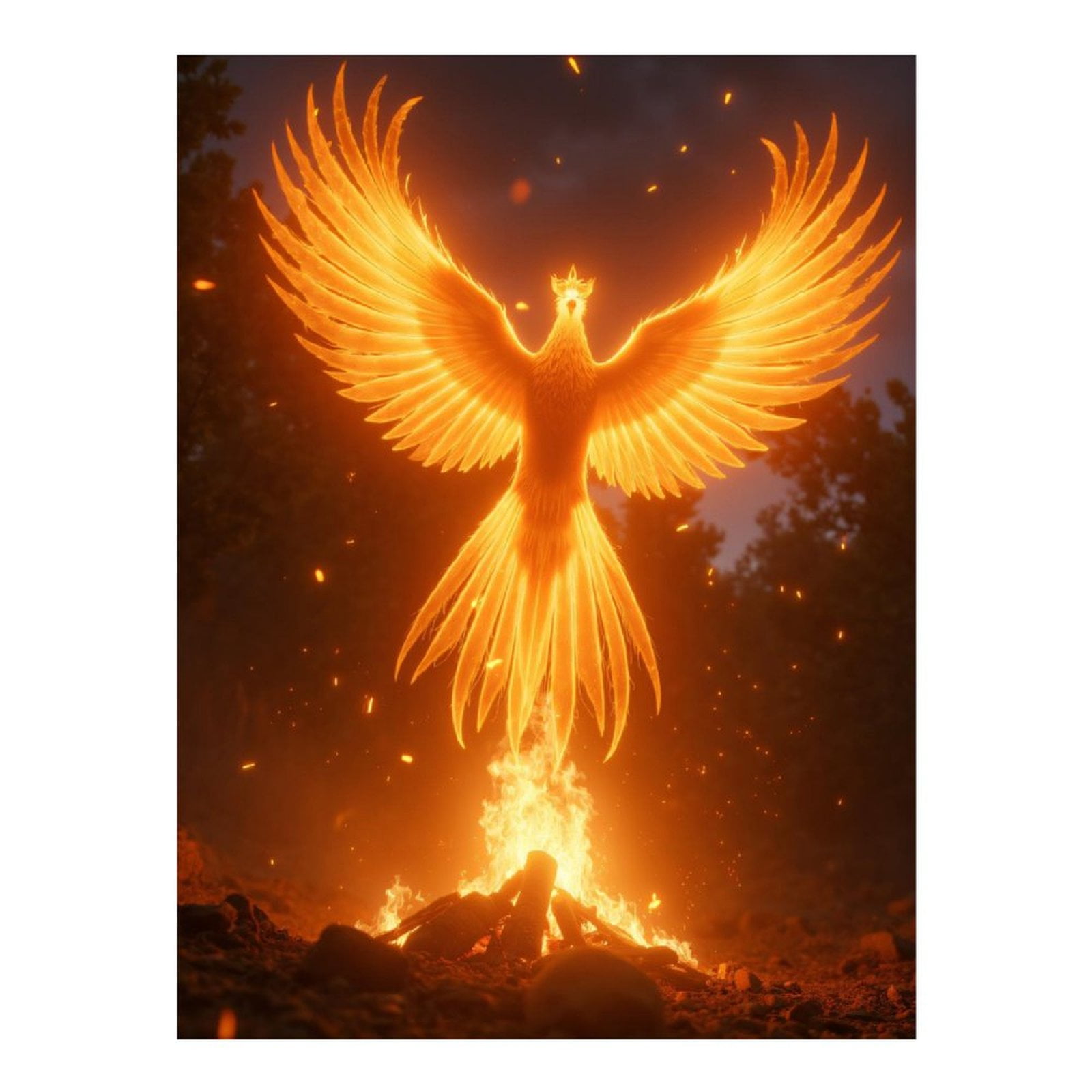 Diamond Art Kit for Adults, Fiery Phoenix Over Campfire Diamond ...