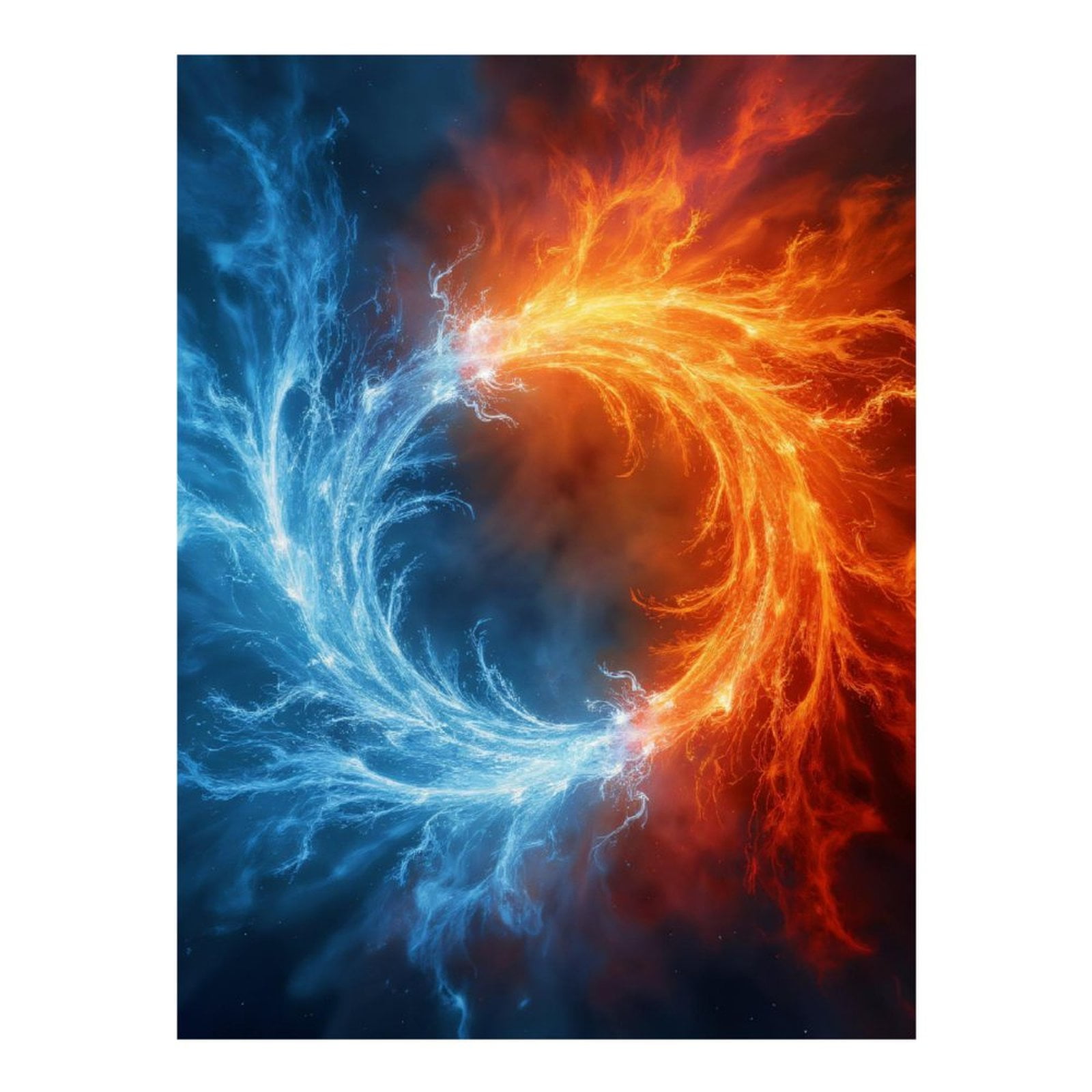 Diamond Art Kit for Adults, Fire Ice Duality Circle Diamond Painting ...