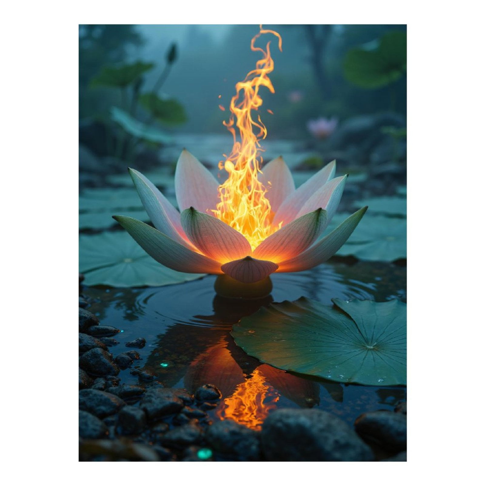 Diamond Art Kit for Adults, Fire Lotus Blossom Serenity Diamond ...