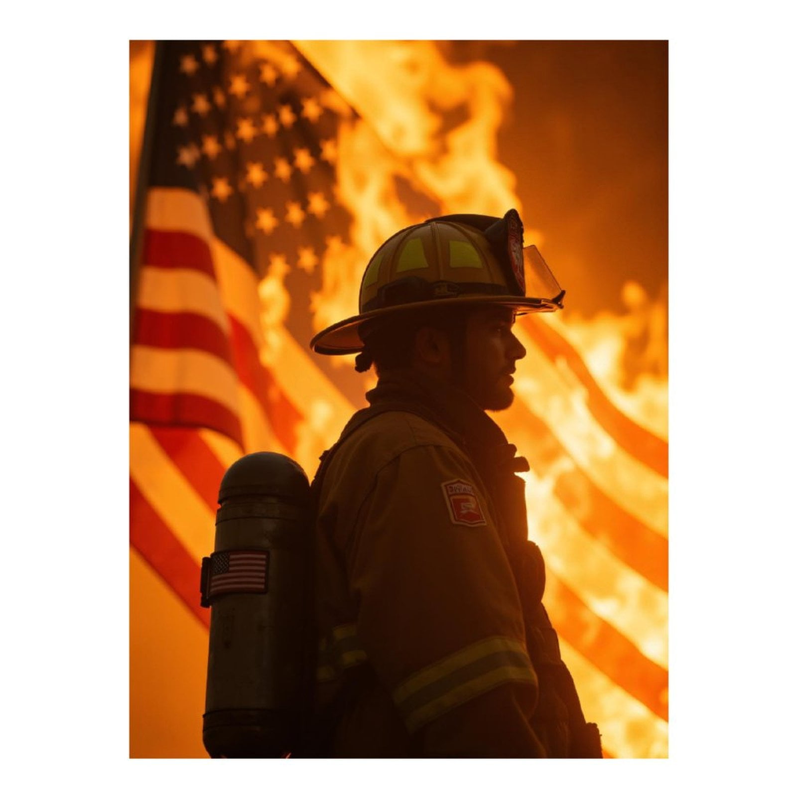 Diamond Art Kit for Adults, Firefighter Courage Flames Flag Diamond ...