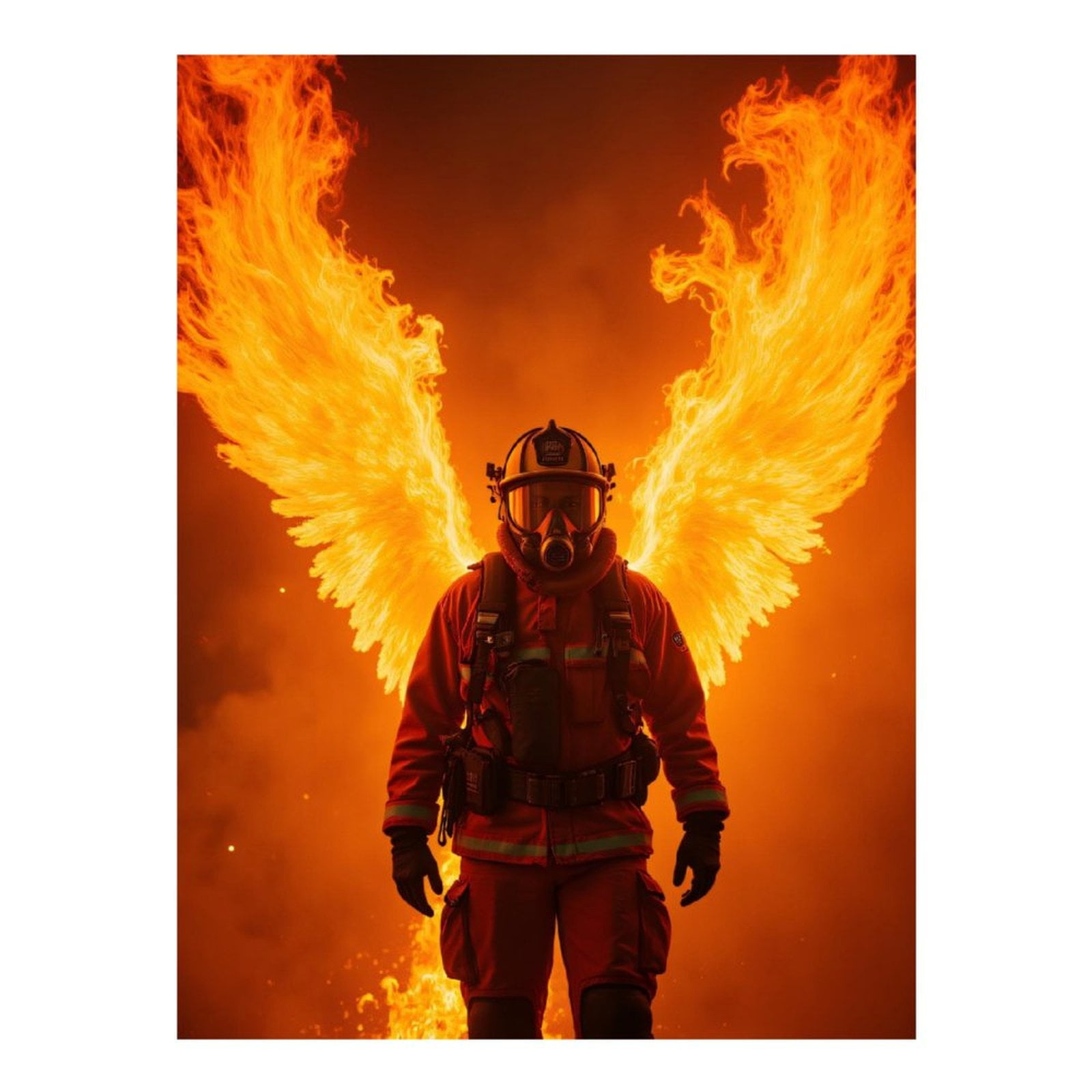 Diamond Art Kit for Adults, Firefighter With Fiery Wings Diamond ...