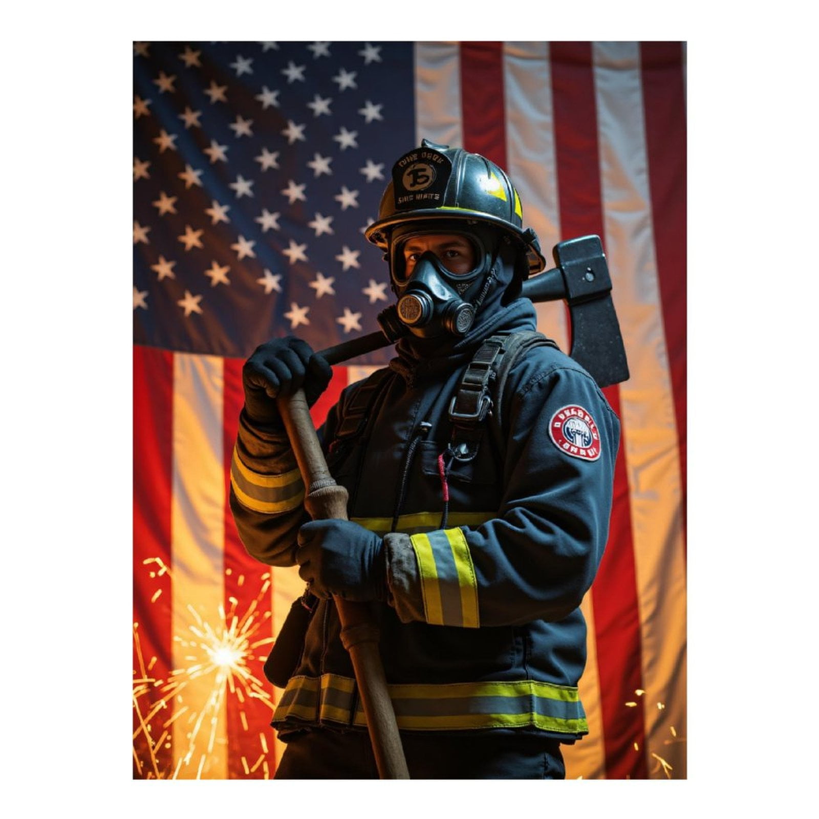 Diamond Art Kit for Adults, Firefighter Heroic Valor Scene Diamond ...