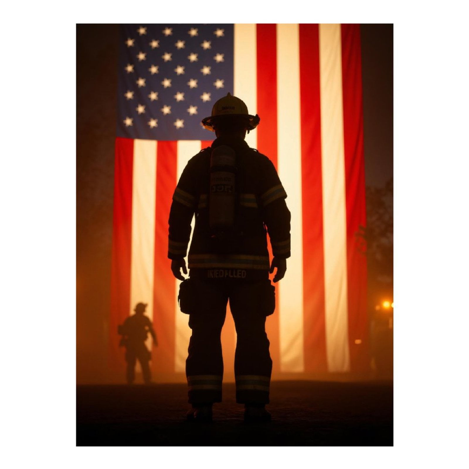 Diamond Art Kit for Adults, Firefighter Standing American Flag Diamond ...