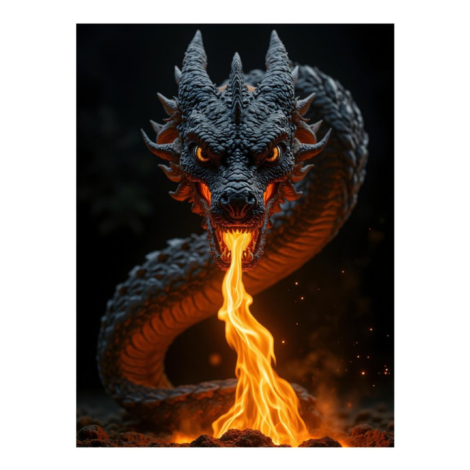 Diamond Art Kit for Adults, Flaming Serpent Fiery Mythical Creature ...