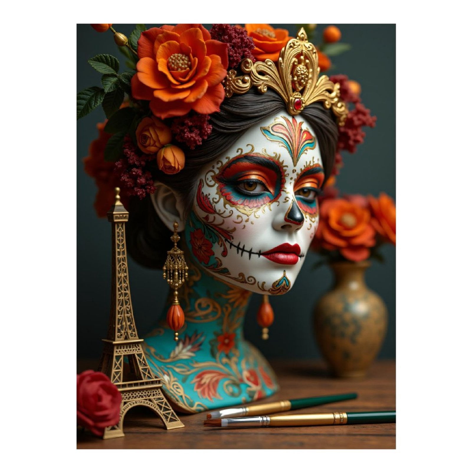 Diamond Art Kit for Adults, Floral Painted Mask Artistry Display ...