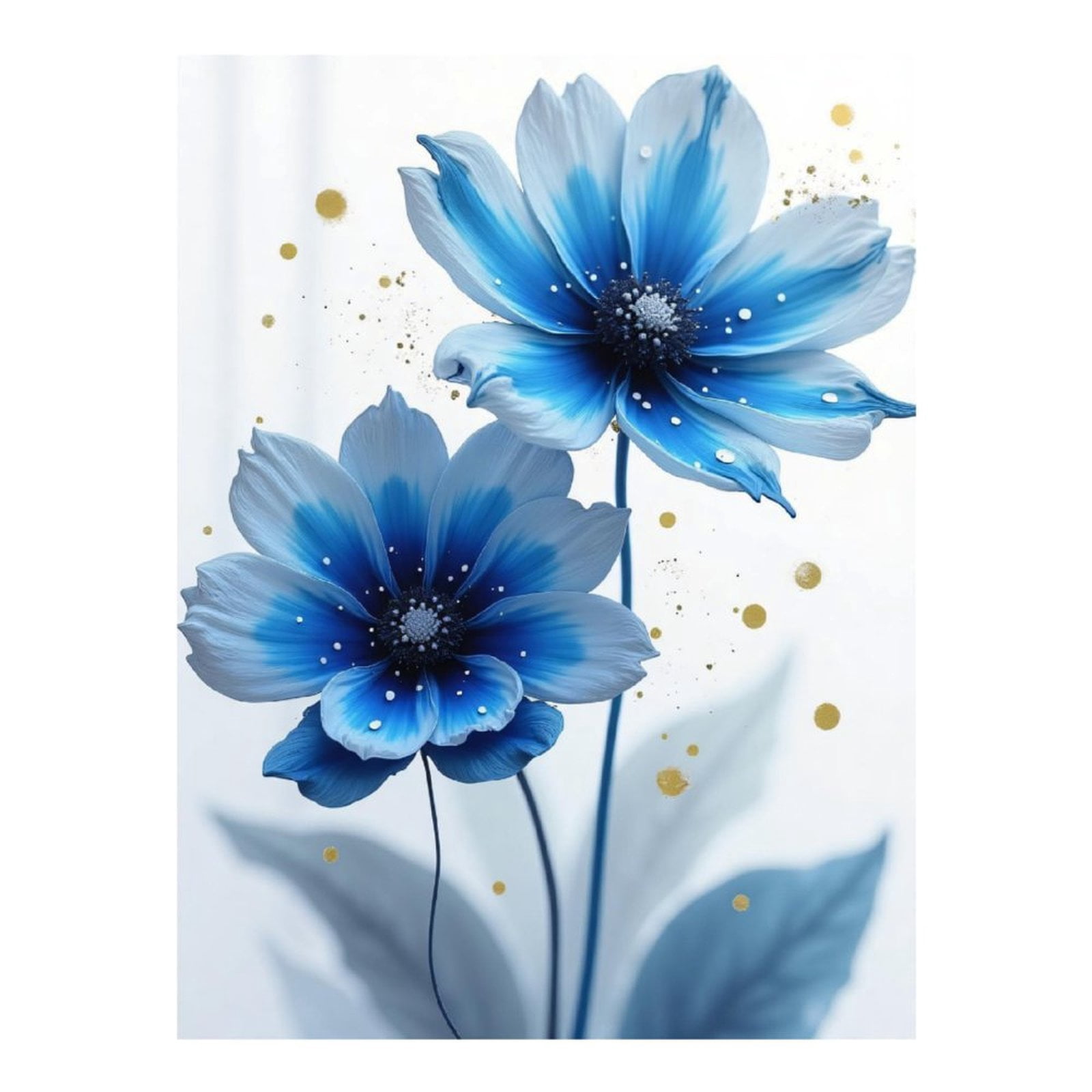 Diamond Art Kit for Adults, Flower Blue White Print No.3 Diamond ...
