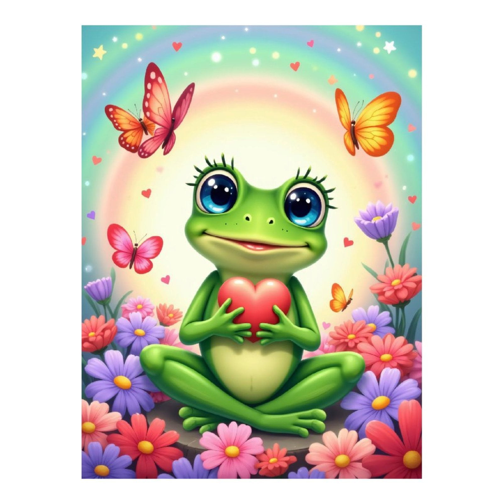 Diamond Art Kit for Adults, Frog Heart Butterfly Flowers Rainbow ...