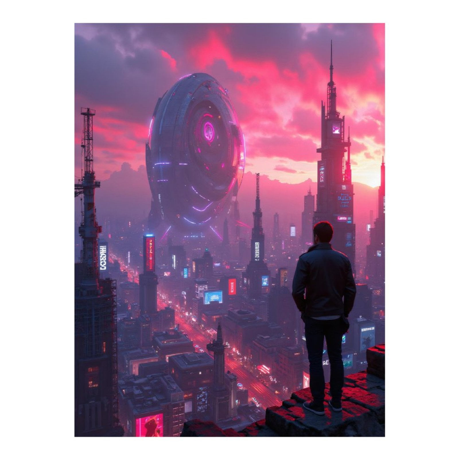 Diamond Art Kit for Adults, Futuristic Cityscape Alien Spaceship ...