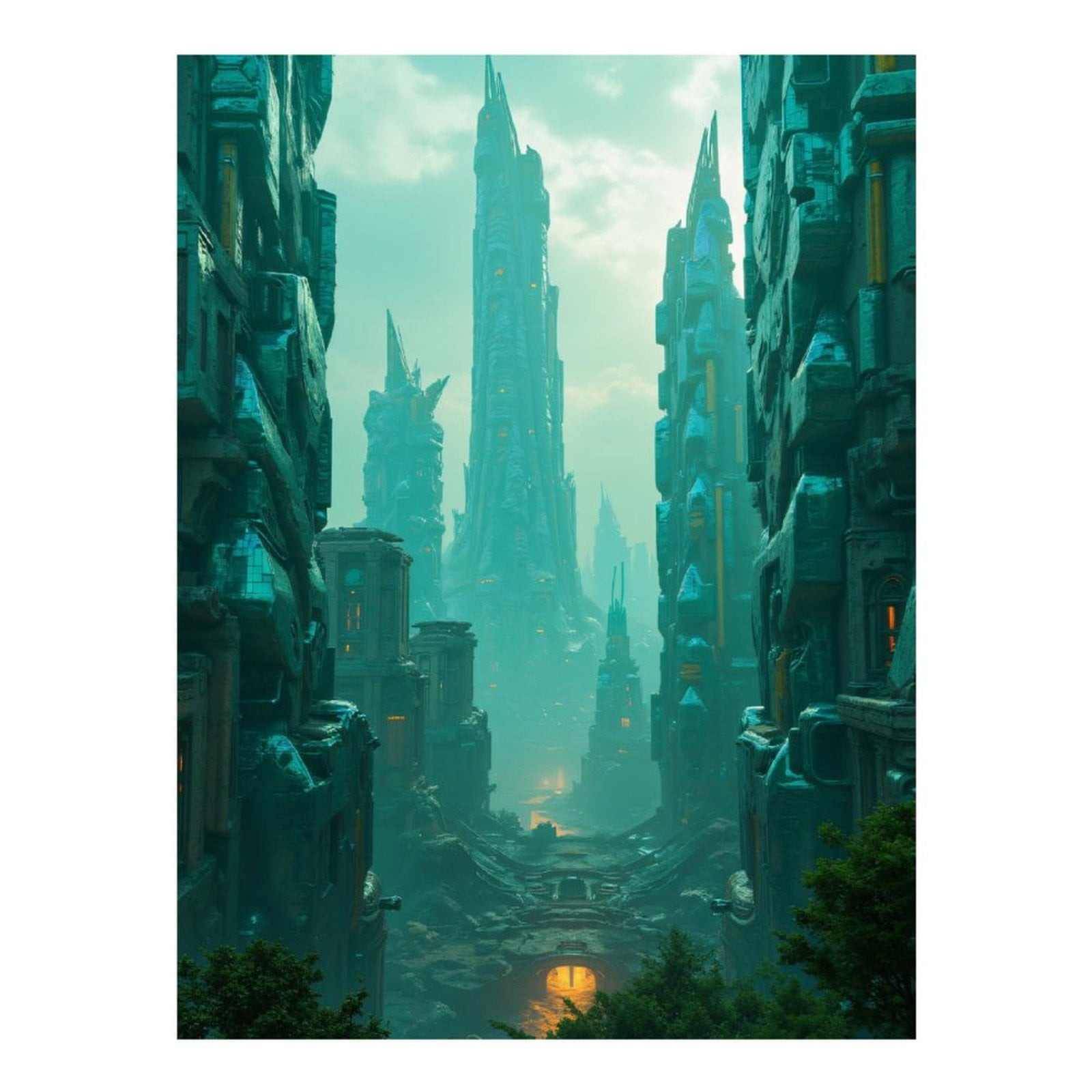 Diamond Art Kit for Adults, Futuristic Cityscape Emerald Towers Diamond Painting for Adults ...