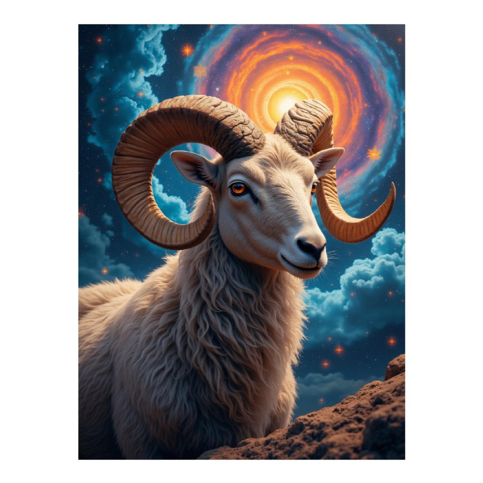 Diamond Art Kit for Adults, Galactic Ram Dreamscape Mystical Sky ...