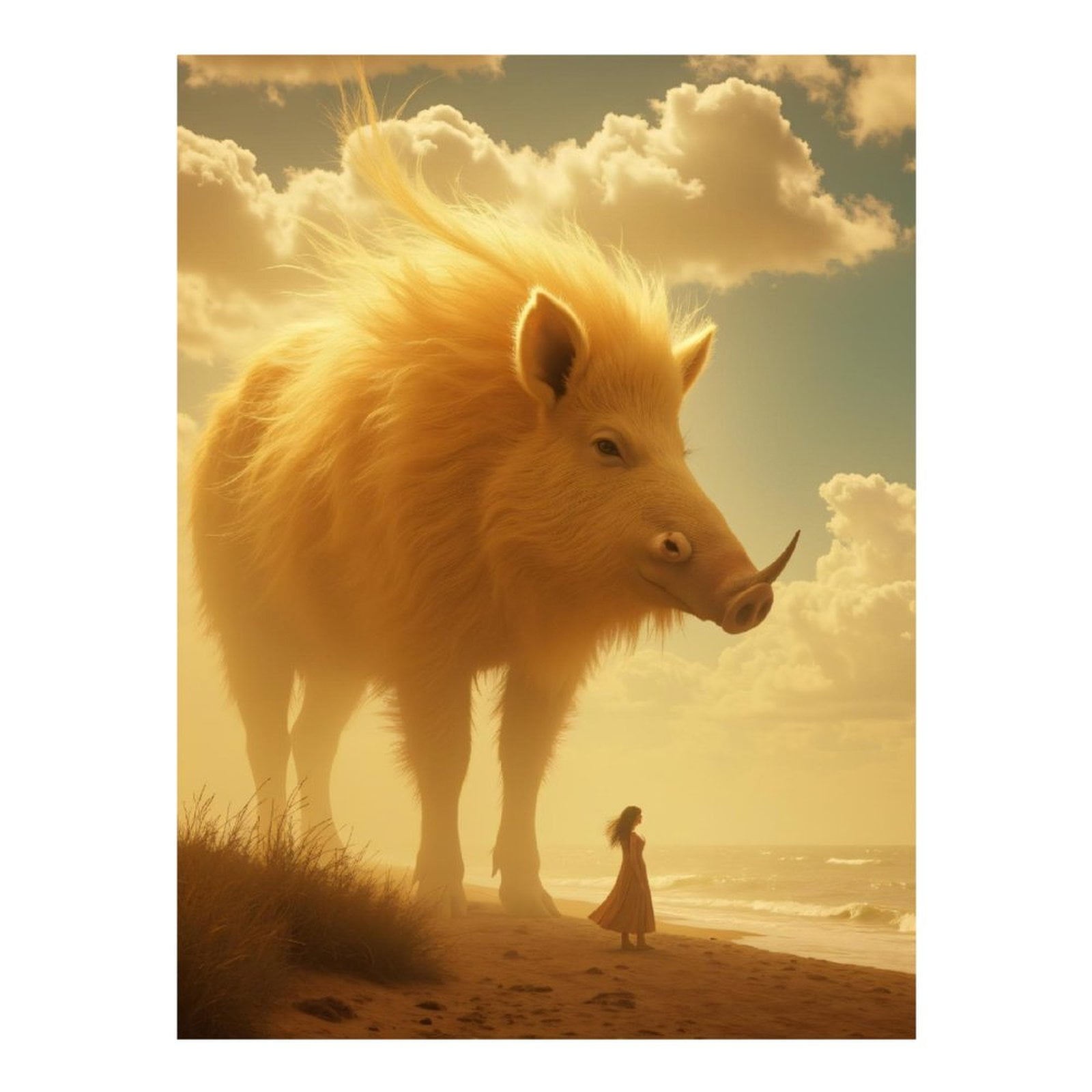 Diamond Art Kit for Adults, Giant Boar Beach Sunset Clouds Diamond ...