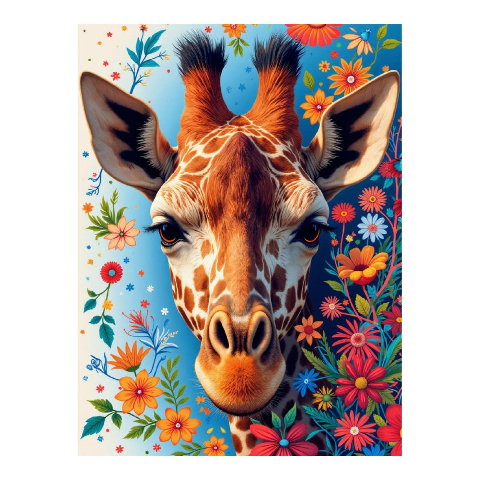 Diamond Art Kit for Adults, Giraffe Floral Art Vibrant Colors Diamond ...