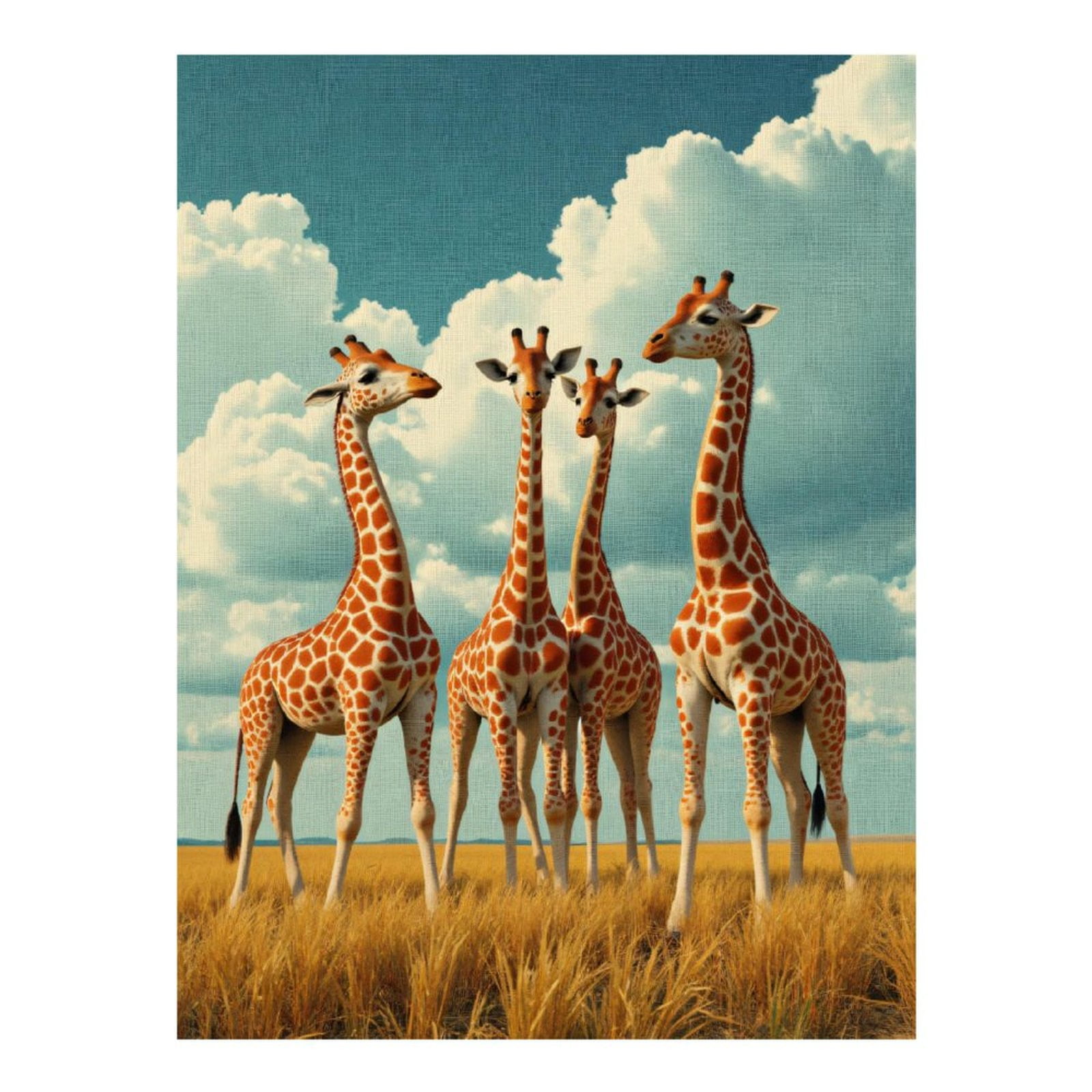Diamond Art Kit for Adults, Giraffes Sky Grassland Quartet Diamond ...