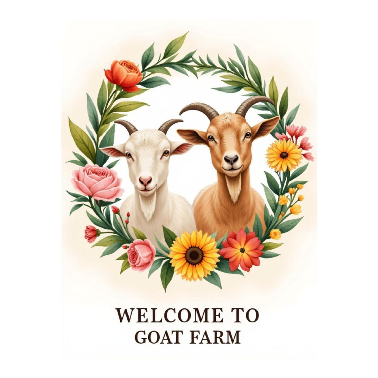 Diamond Art Kit for Adults, Goat Farm Floral Welcome Art Diamond ...