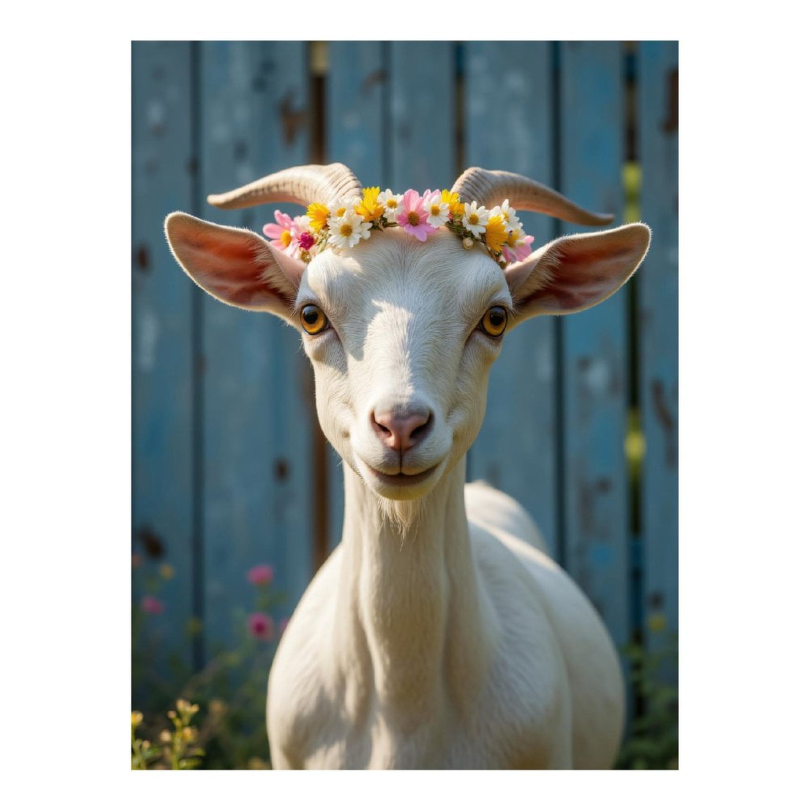 Diamond Art Kit for Adults, Goat Wearing Flower Crown Portrait Diamond ...