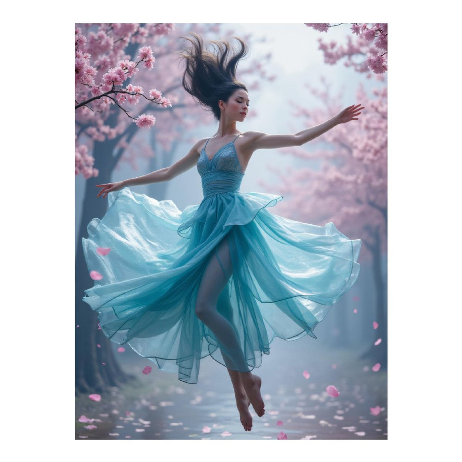 Diamond Art Kit for Adults, Graceful Dancer Cherry Blossoms Dress ...