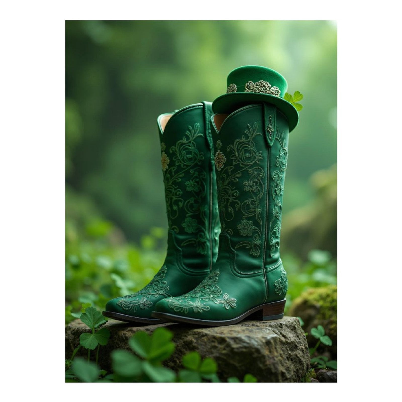 Diamond Art Kit for Adults, Green Boots Emerald Embroidery Forest ...