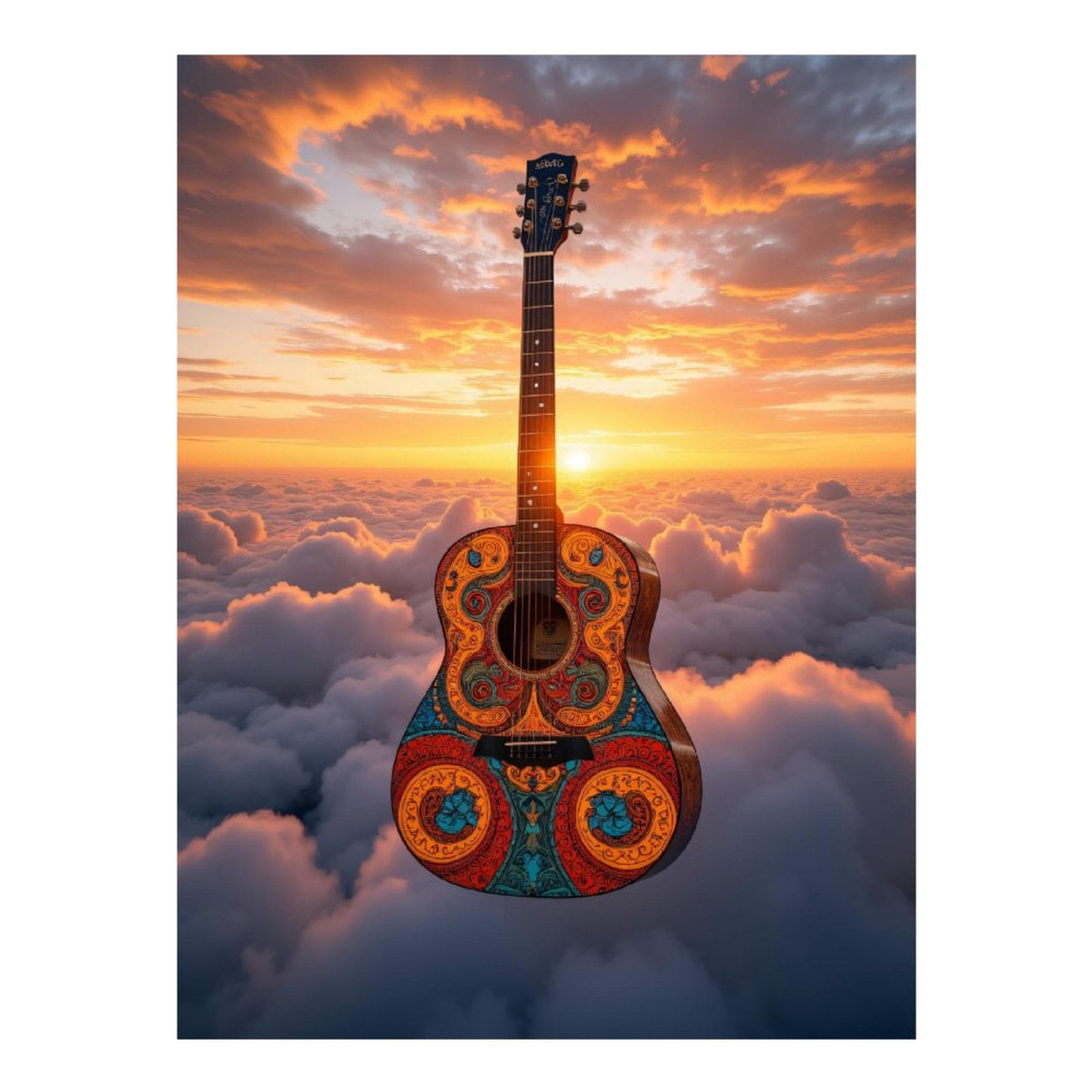 Diamond Art Kit for Adults, Guitar Sunrise Clouds Artwork Diamond ...
