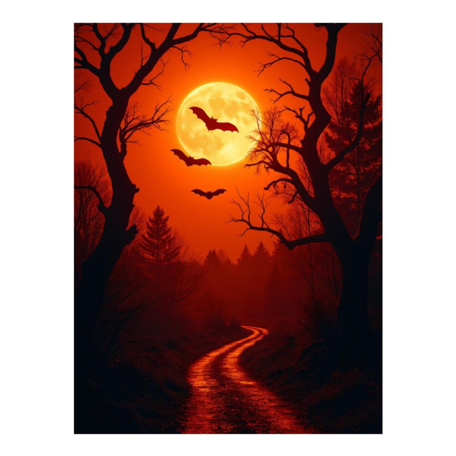 Diamond Art Kit for Adults, Halloween Night Red Moon Road Diamond ...