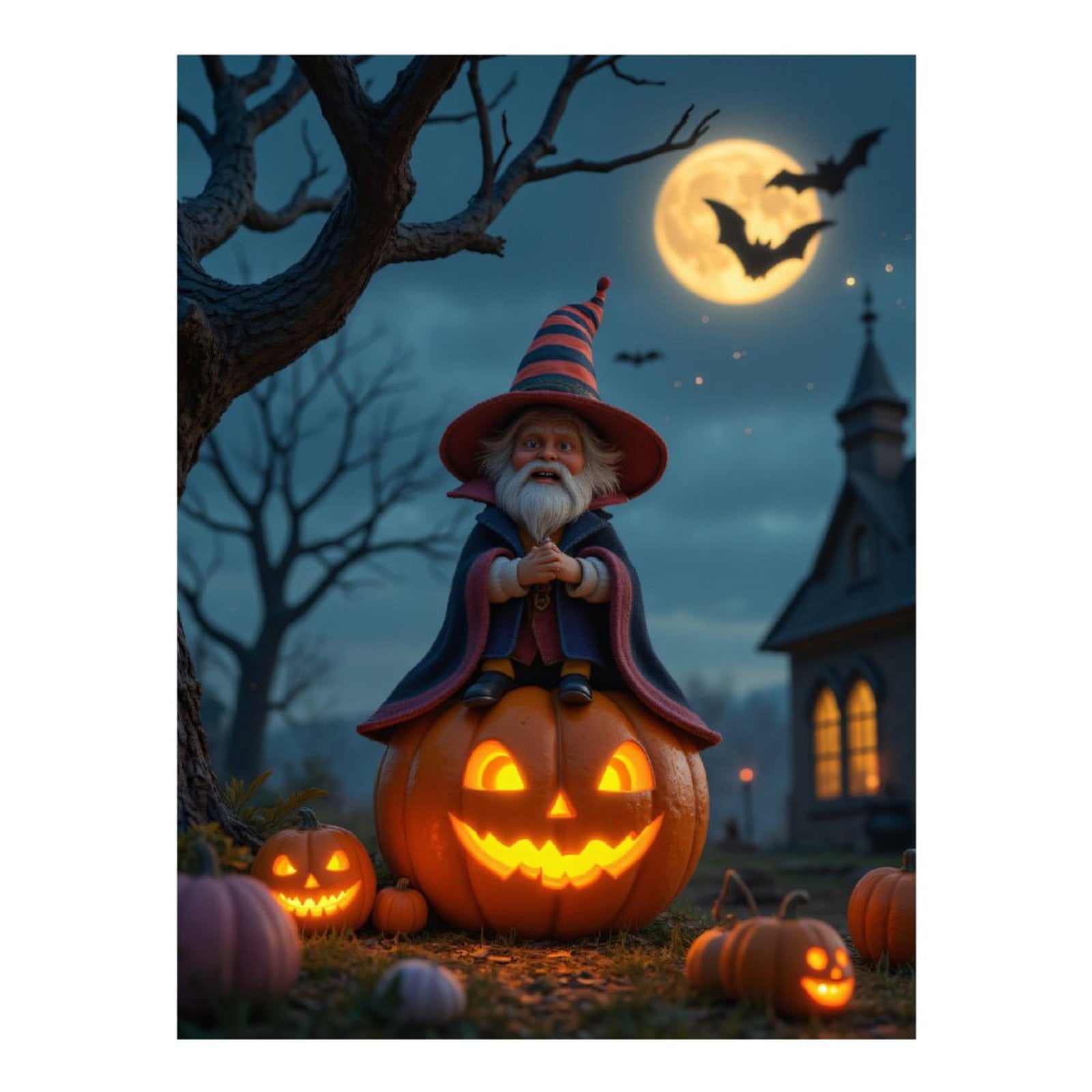 Diamond Art Kit for Adults, Halloween Wizard Pumpkin Moon Bats Diamond ...