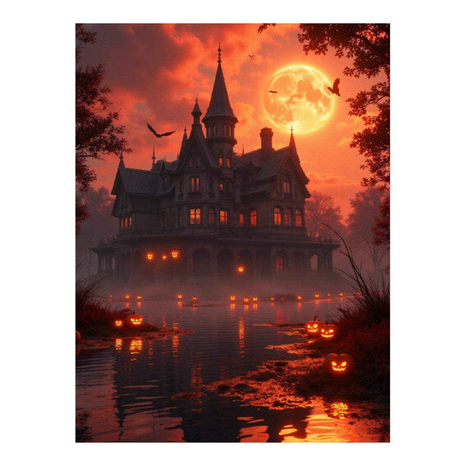 Diamond Art Kit for Adults, Haunted Mansion Halloween Night Diamond ...