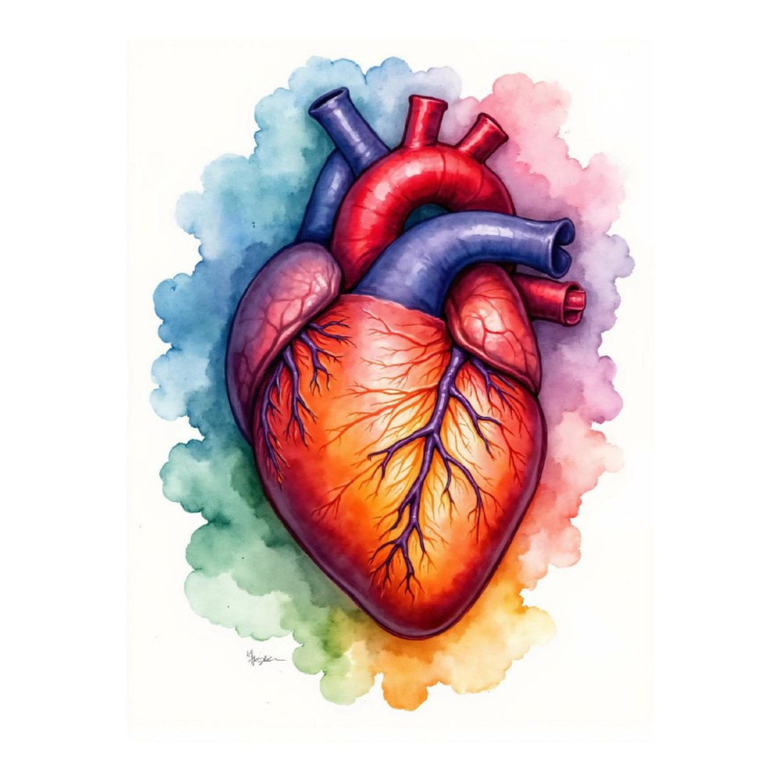 Diamond Art Kit for Adults, Heart Anatomy Watercolor Art Diamond ...