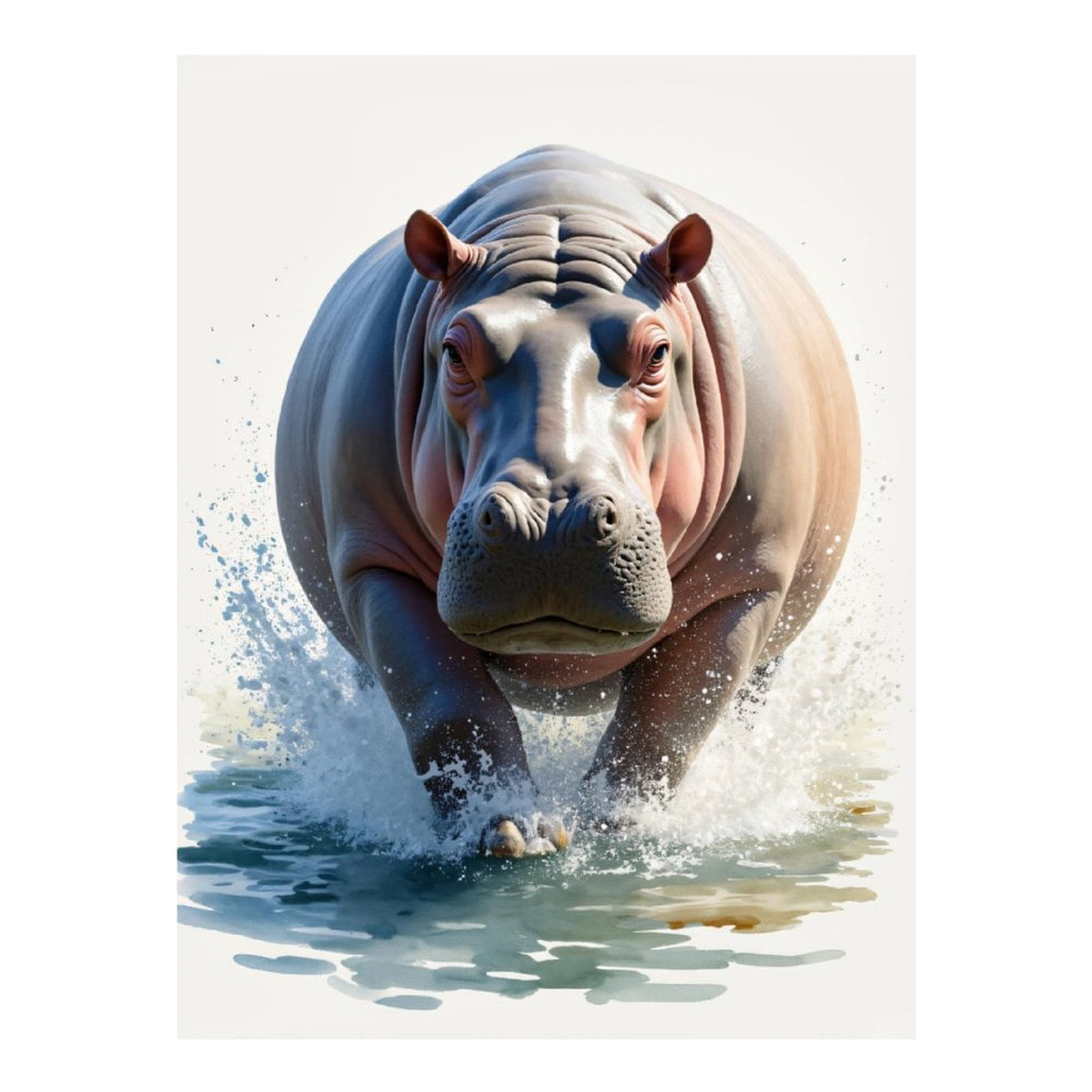 Diamond Art Kit for Adults, Hippo Splashing Through Water Diamond ...