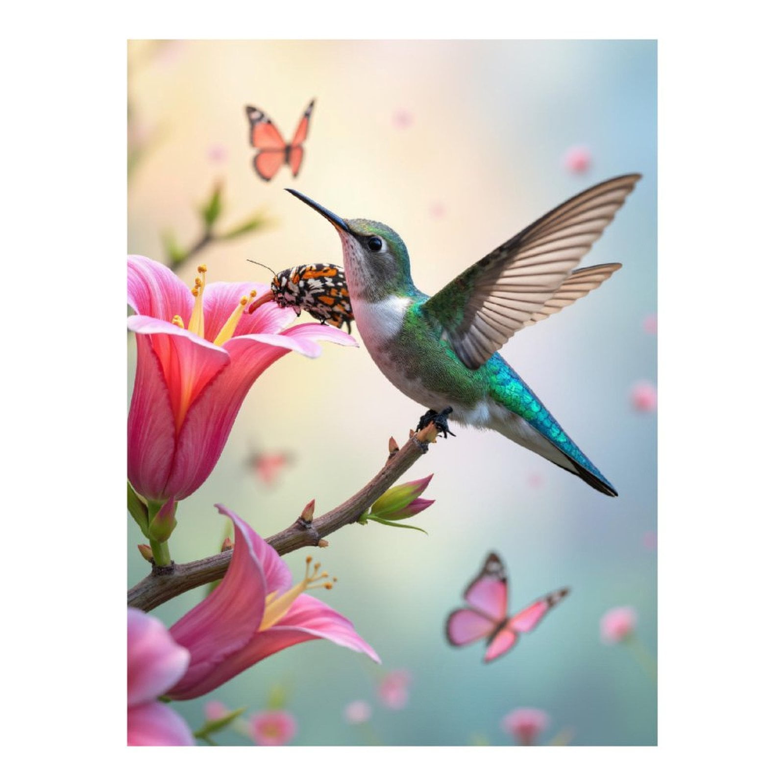 Diamond Art Kit for Adults, Hummingbird Butterfly Lily Blossom Diamond Painting for Adults ...