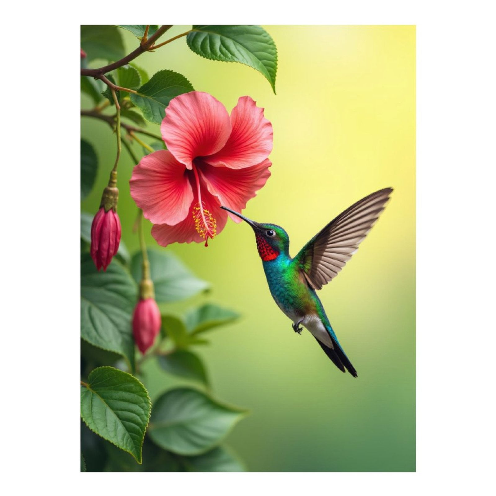Diamond Art Kit for Adults, Hummingbird Nectar Hibiscus Blossom Diamond ...