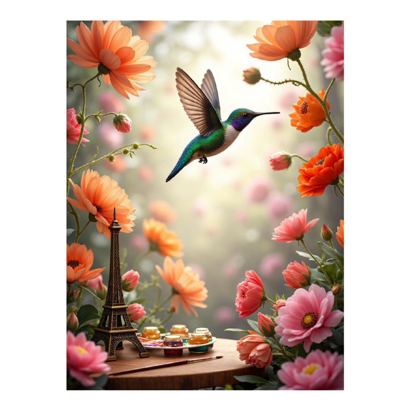 Diamond Art Kit for Adults, Hummingbird Parisian Blossoms Art Diamond ...