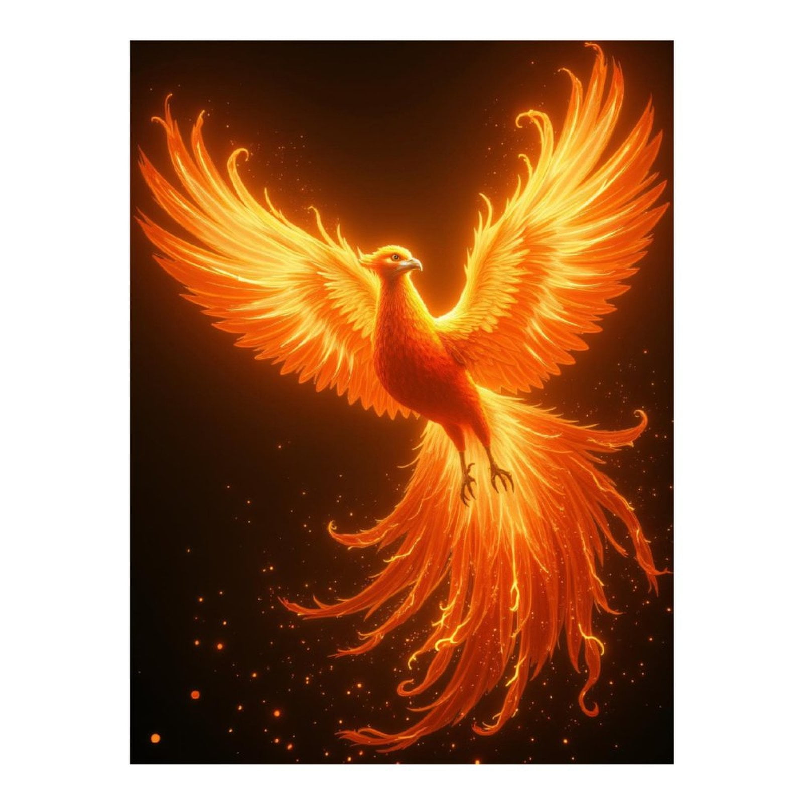 Diamond Art Kit for Adults, Illuminated Fiery Bird Wings Spread Diamond ...
