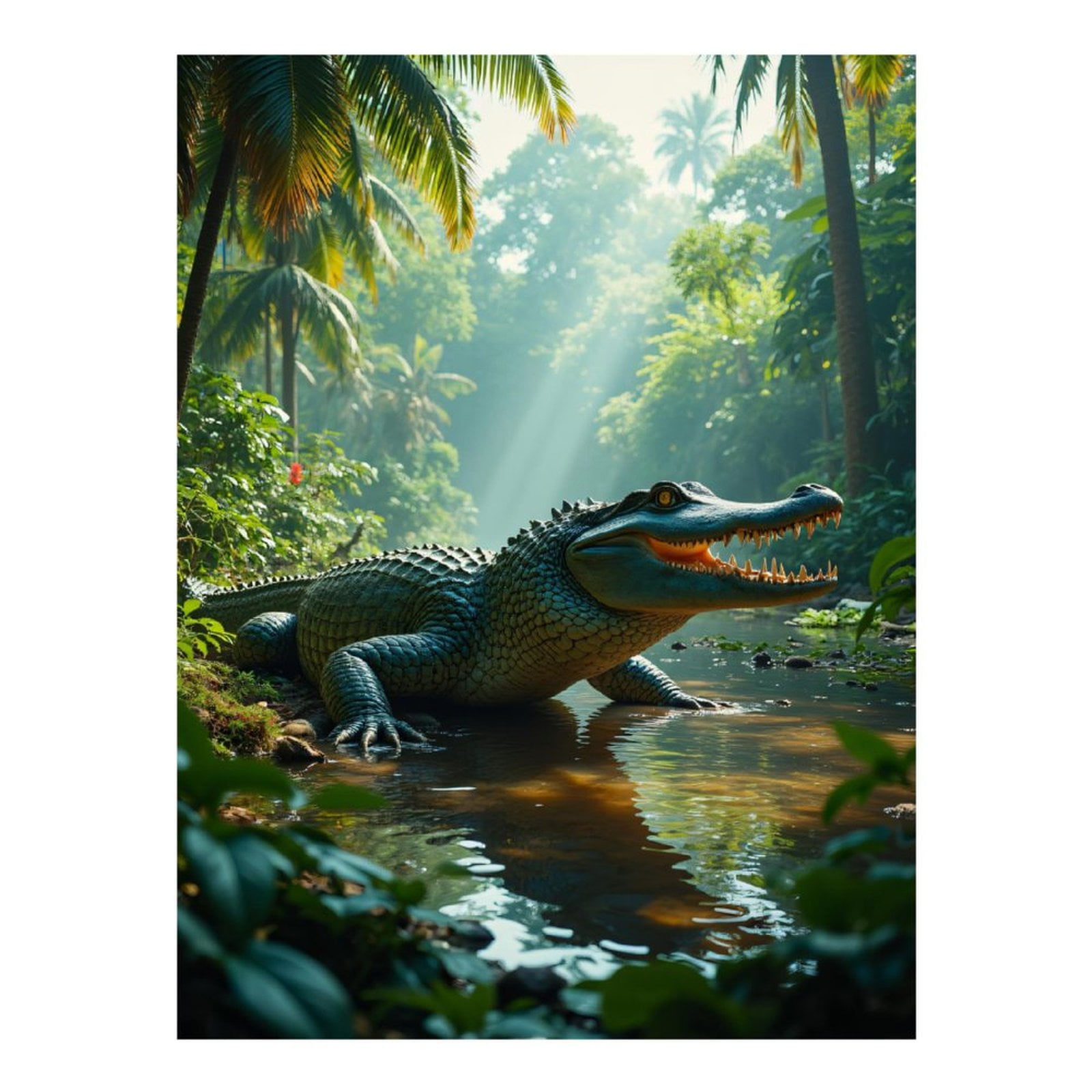 Diamond Art Kit for Adults, Jungle Alligator Sunlit Creek Diamond ...