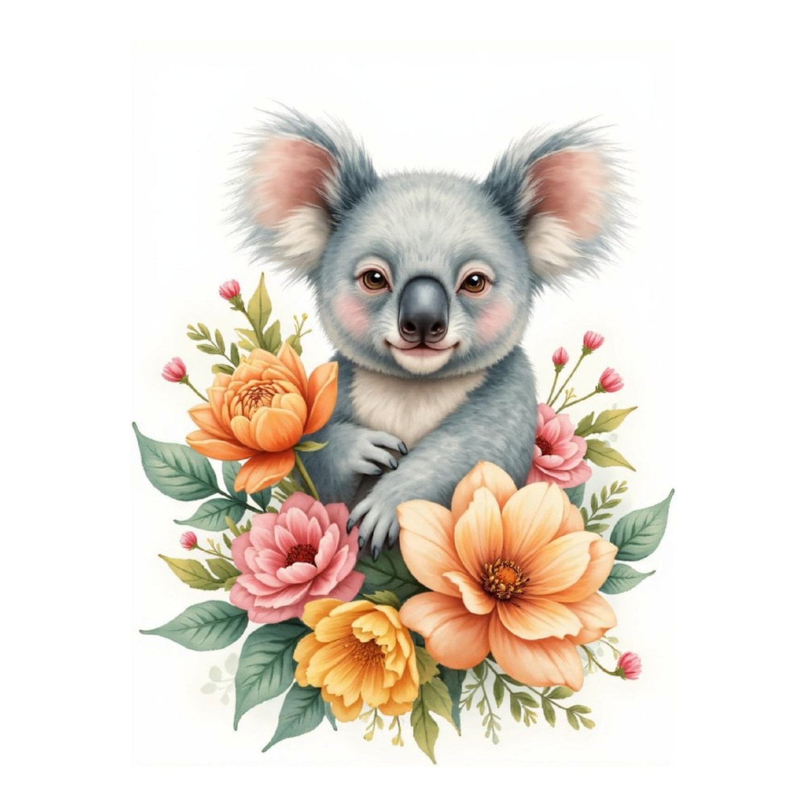 Diamond Art Kit for Adults, Koala Floral Art Blossoms Diamond Painting ...