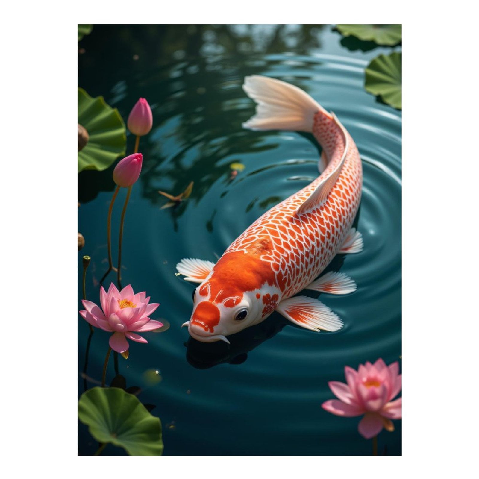 Diamond Art Kit for Adults, Koi Lotus Pond Reflection Serenity Diamond ...