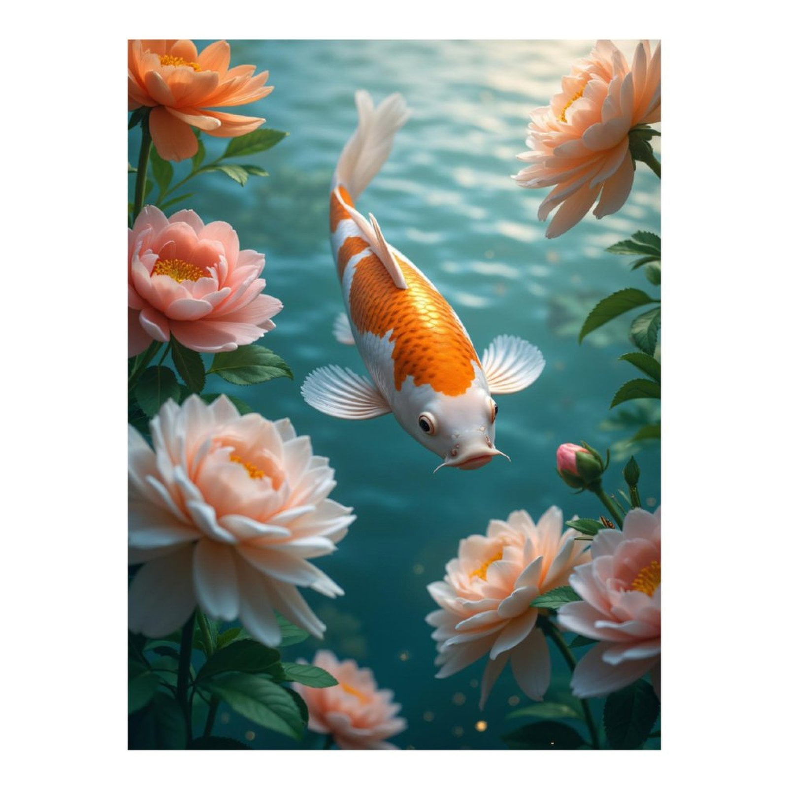 Diamond Art Kit for Adults, Koi Pond Serenity Flowers Diamond Painting ...