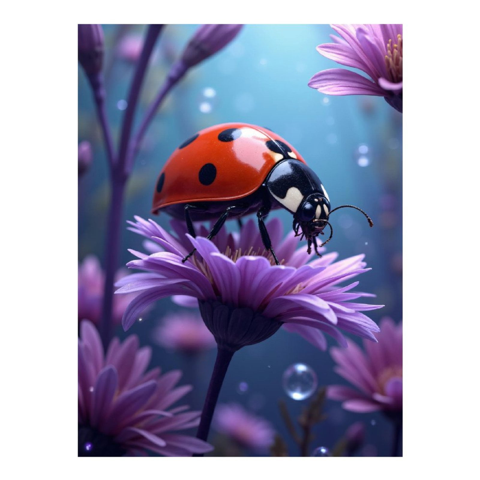 Diamond Art Kit for Adults, Ladybug On Purple Bloom Diamond Painting ...